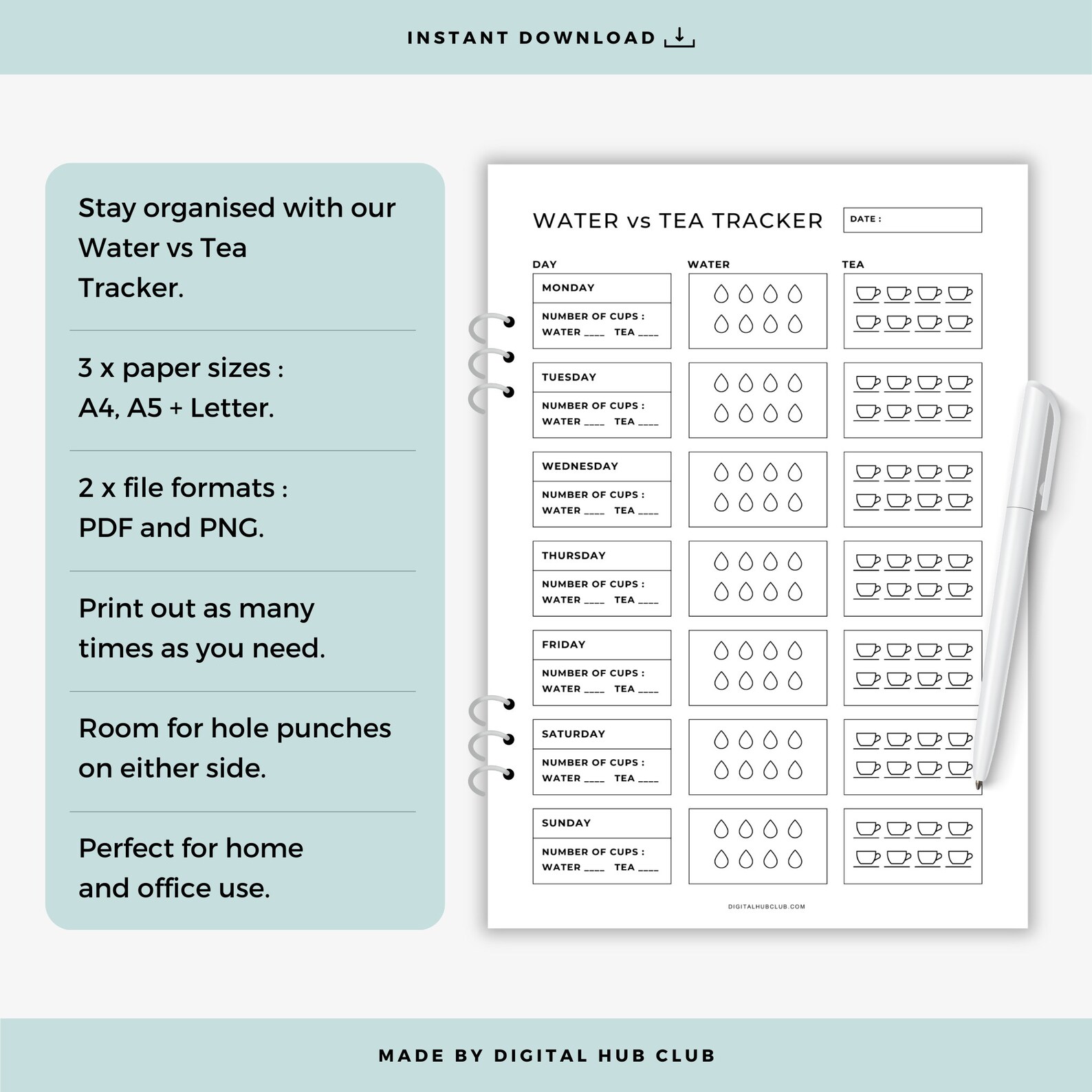 Water Hydration Tracker, Water Vs Tea, Daily Water Goal, Hydration ...