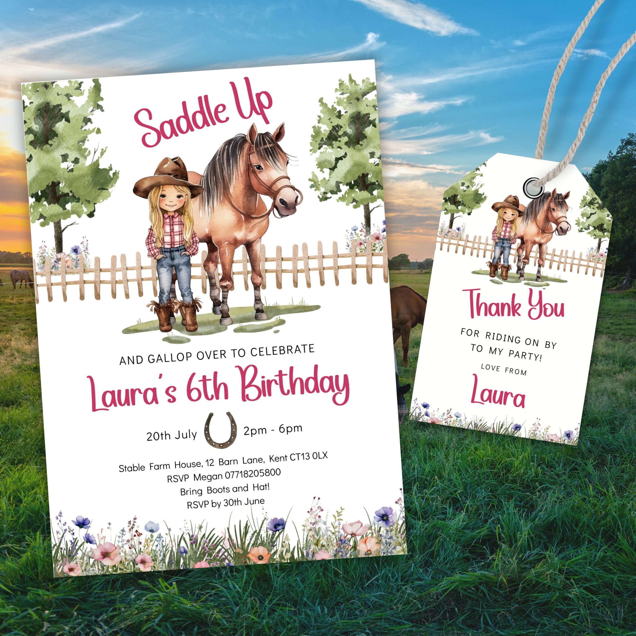 Girl Saddle up Birthday Invitation Template, Cowgirl Invite, Horse ...