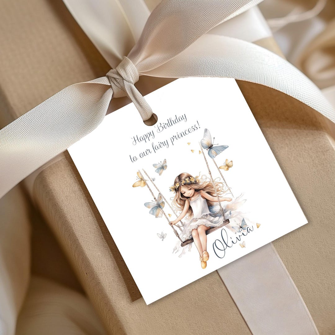Editable Fairy Birthday Gift Tag, Fairy Princess Printable Gift Tag ...