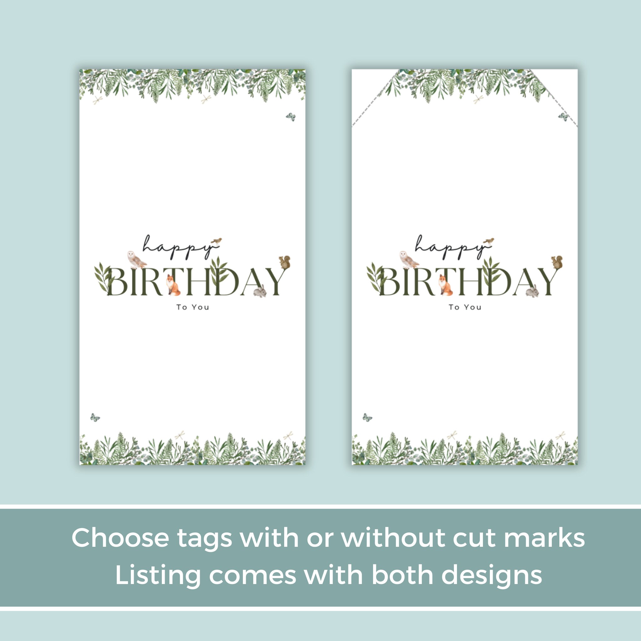 Printable Woodland Animals Birthday Gift Tag, Cute Animal Gift Tags ...