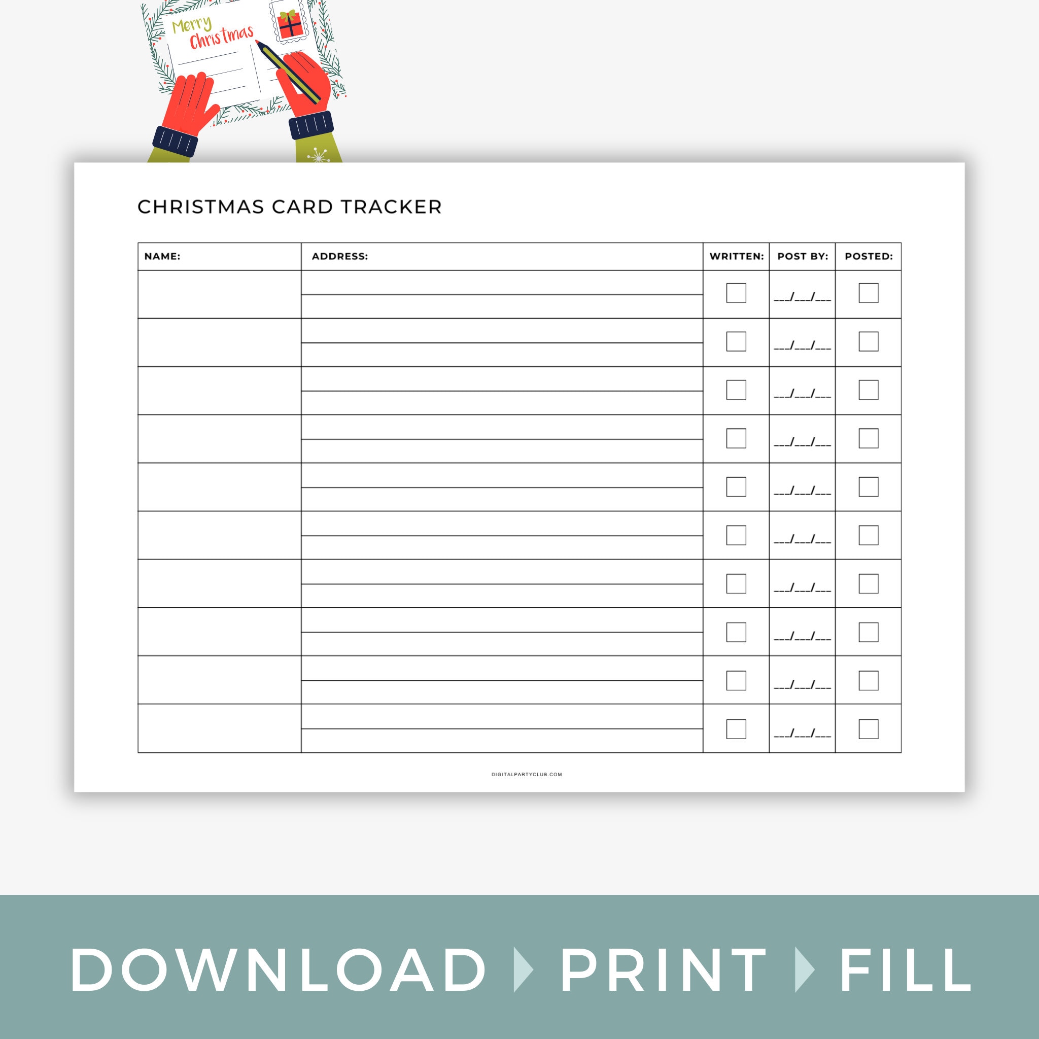 Christmas Card Tracker, Printable Christmas Card Planner, Christmas ...