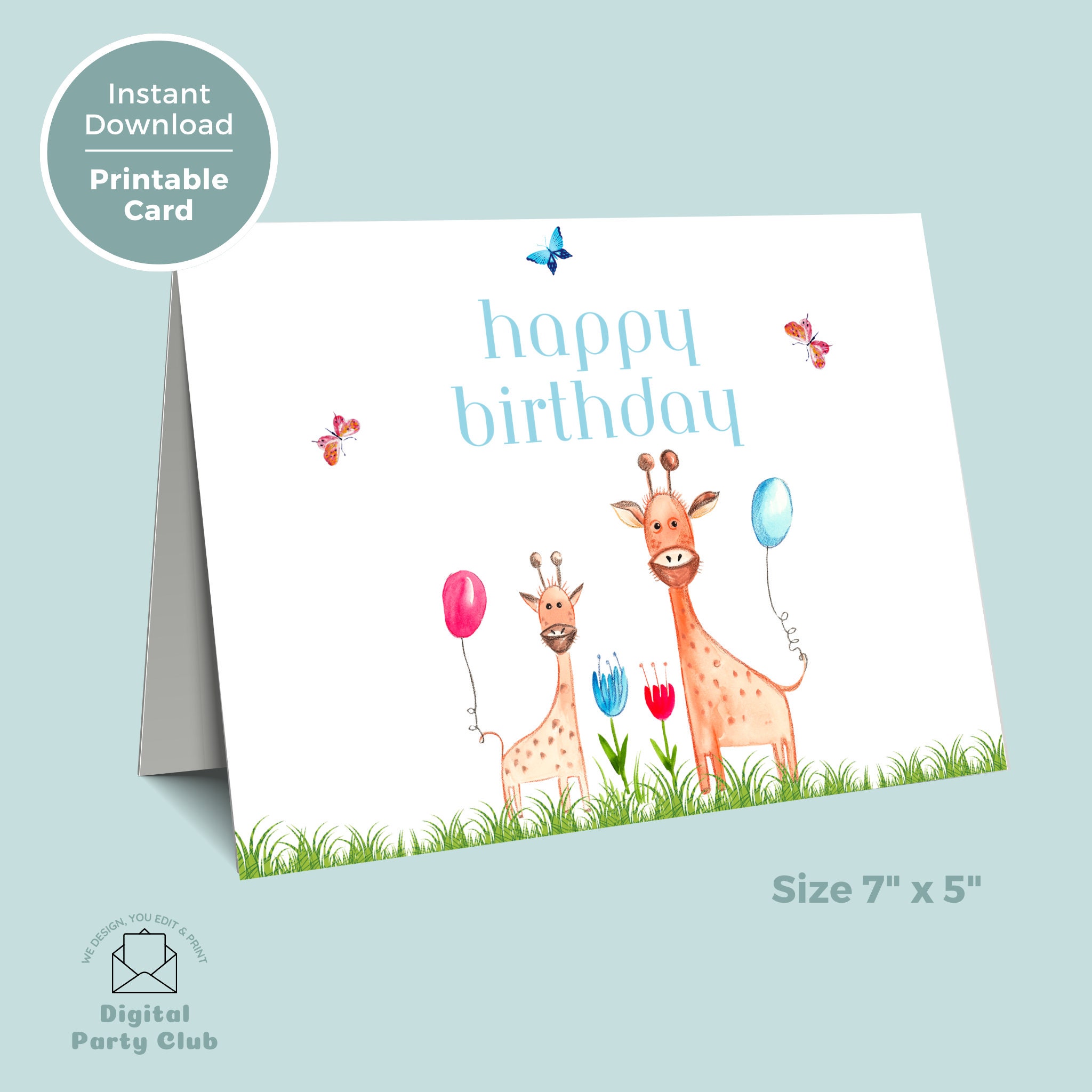 Kids Birthday Card Pack, Birthday Card Bundle, Set of 4 Printable ...