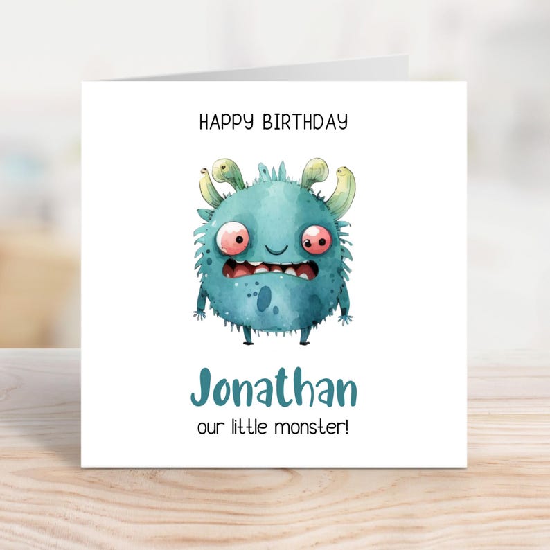 Editable Monster Birthday Card for Kids, Personalised Digital Download ...
