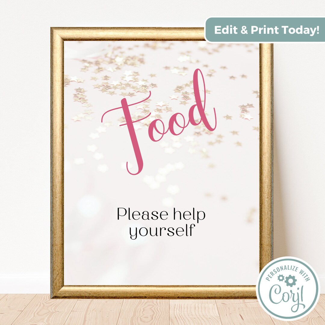 Printable Surprise Pink Birthday Food Sign, Birthday Printable Party ...