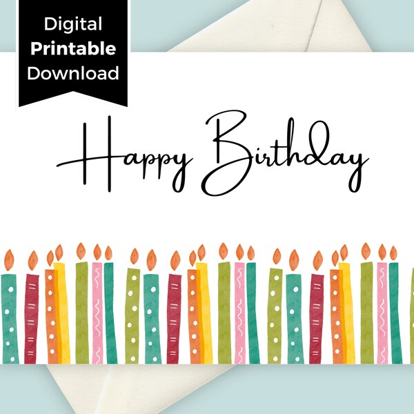 Candles Birthday Card - Etsy