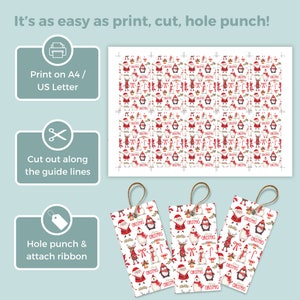 Printable Christmas Gift Tag Santa and Snowman, Christmas Illustration ...