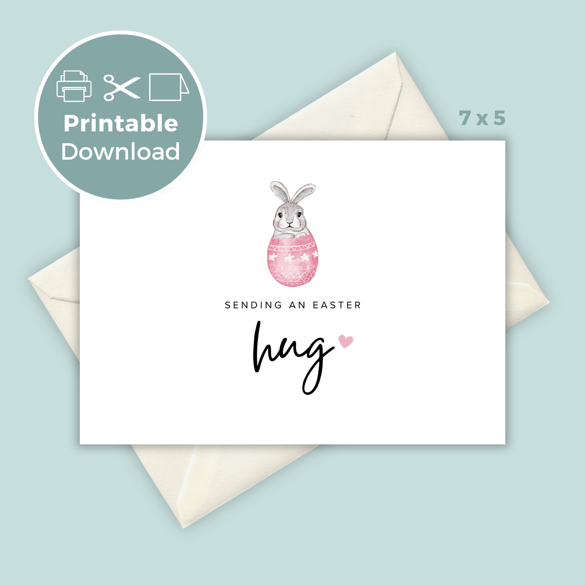 Easter Bunny Card Printable, DIY Easter Greeting Card, Holiday Card DIY ...