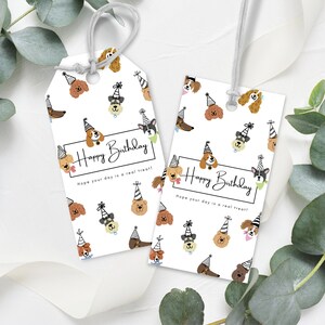 Printable Birthday Gift Tag Cute Dogs, Print at Home, Instant Download ...