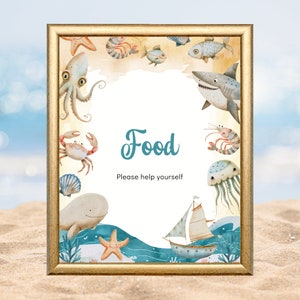 Printable Under the Sea Birthday Party Food Sign, Swimming Party Decor ...