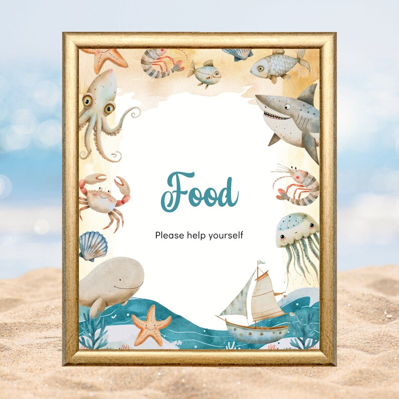 Printable Under the Sea Birthday Party Food Sign, Swimming Party Decor ...