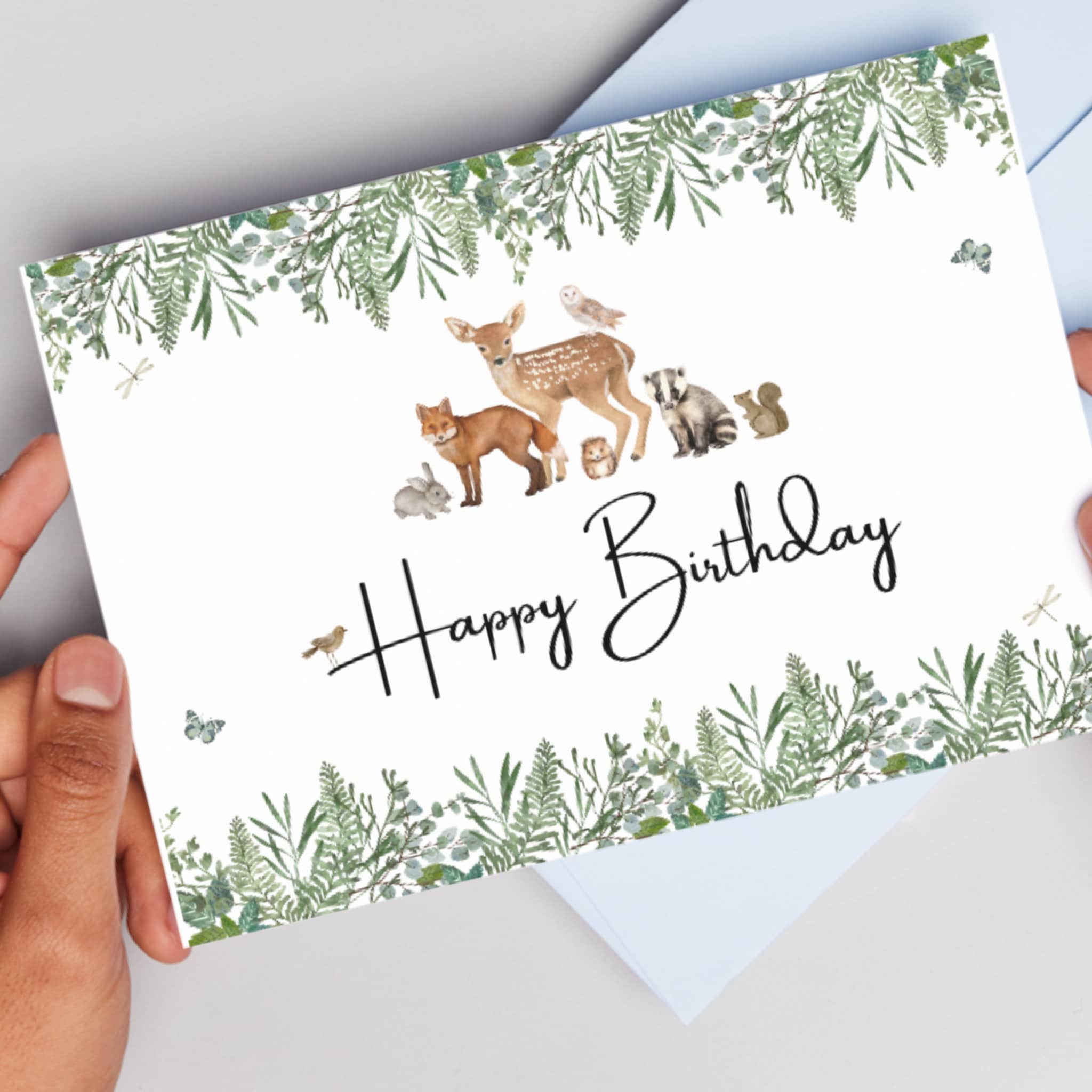 Printable Birthday Card With Woodland Animals, Birthday Card Animals ...