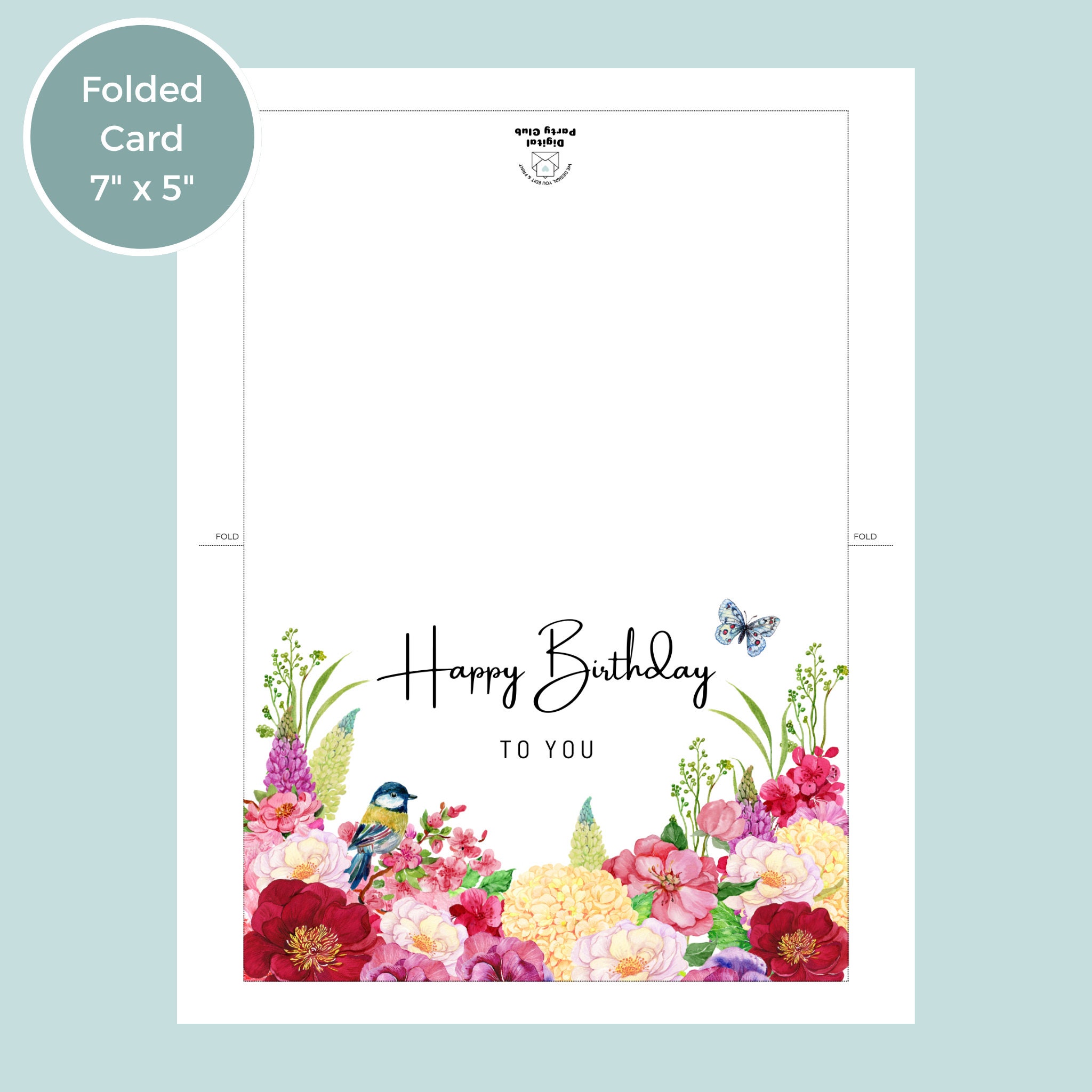 Printable Birthday Card With Flowers, Happy Birthday Card Printable ...