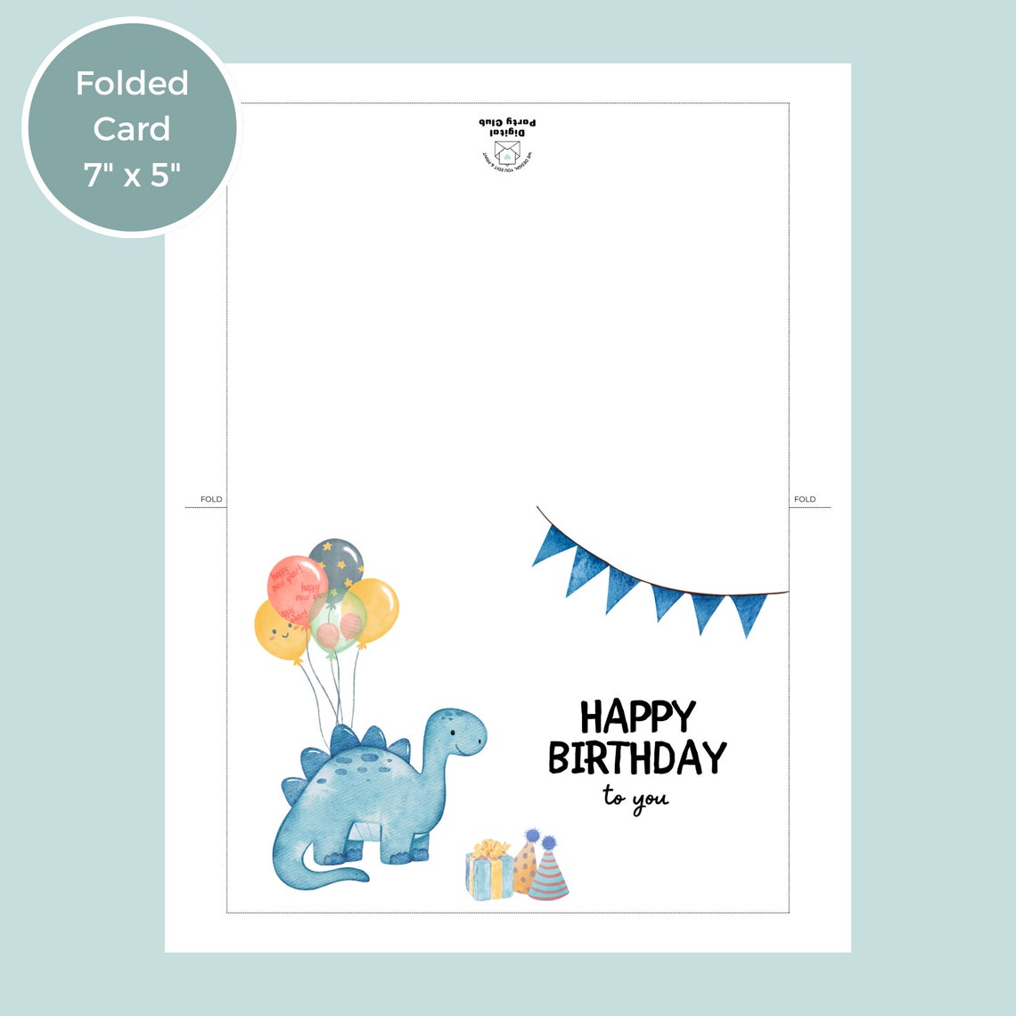 Printable Dinosaur Birthday Card, Birthday Greeting Card, Kids Dino ...