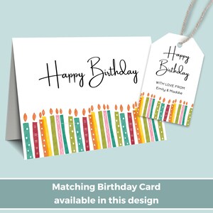 Personalised Happy Birthday Gift Tag With Candles, Gift Tag Print at ...