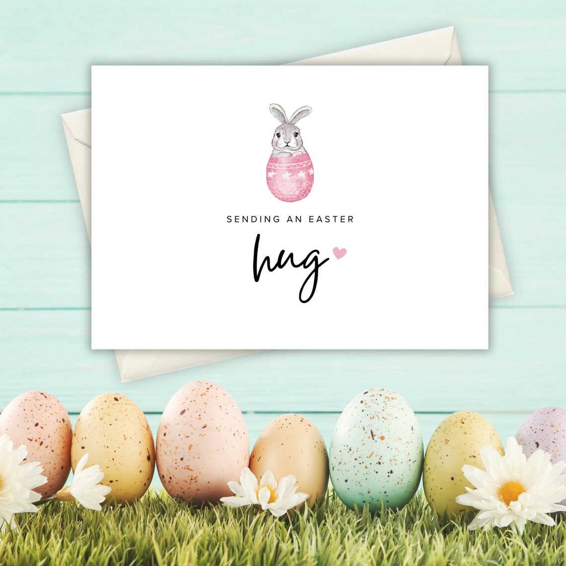 Easter Bunny Card Printable, DIY Easter Greeting Card, Holiday Card DIY ...