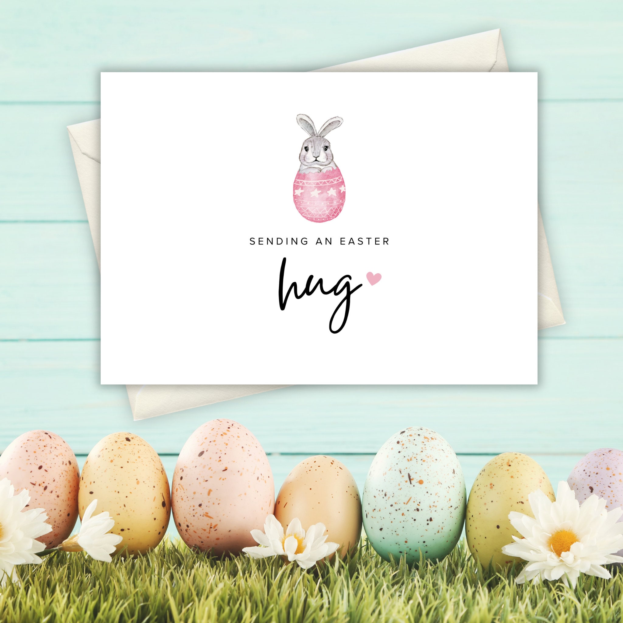 Easter Bunny Card Printable, DIY Easter Greeting Card, Holiday Card DIY ...