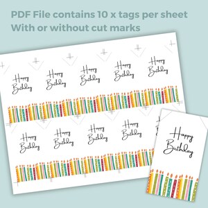 Printable Birthday Gift Tag Instant Download, Favour Tag Candles, Happy ...