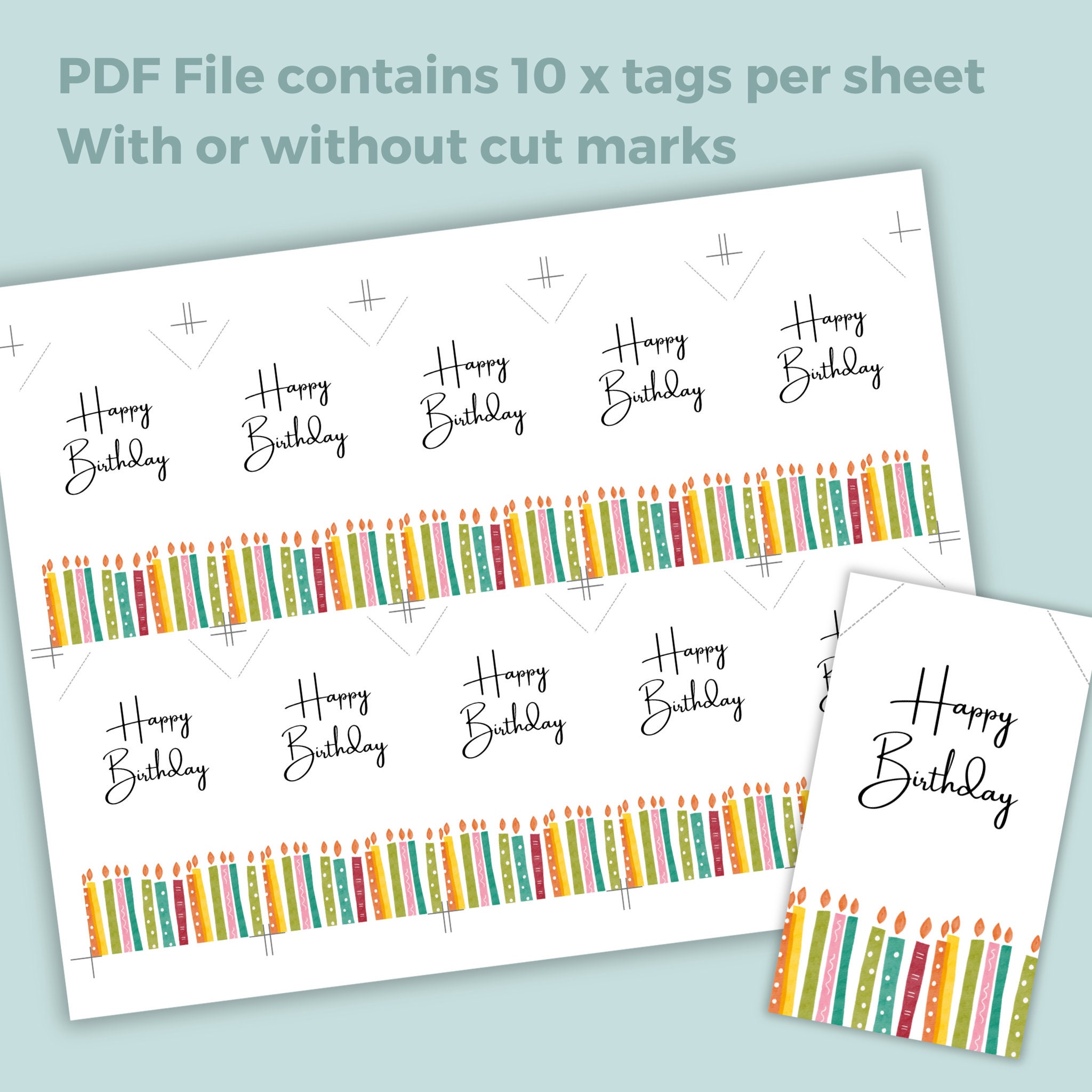 Printable Birthday Gift Tag Instant Download, Favour Tag Candles, Happy ...