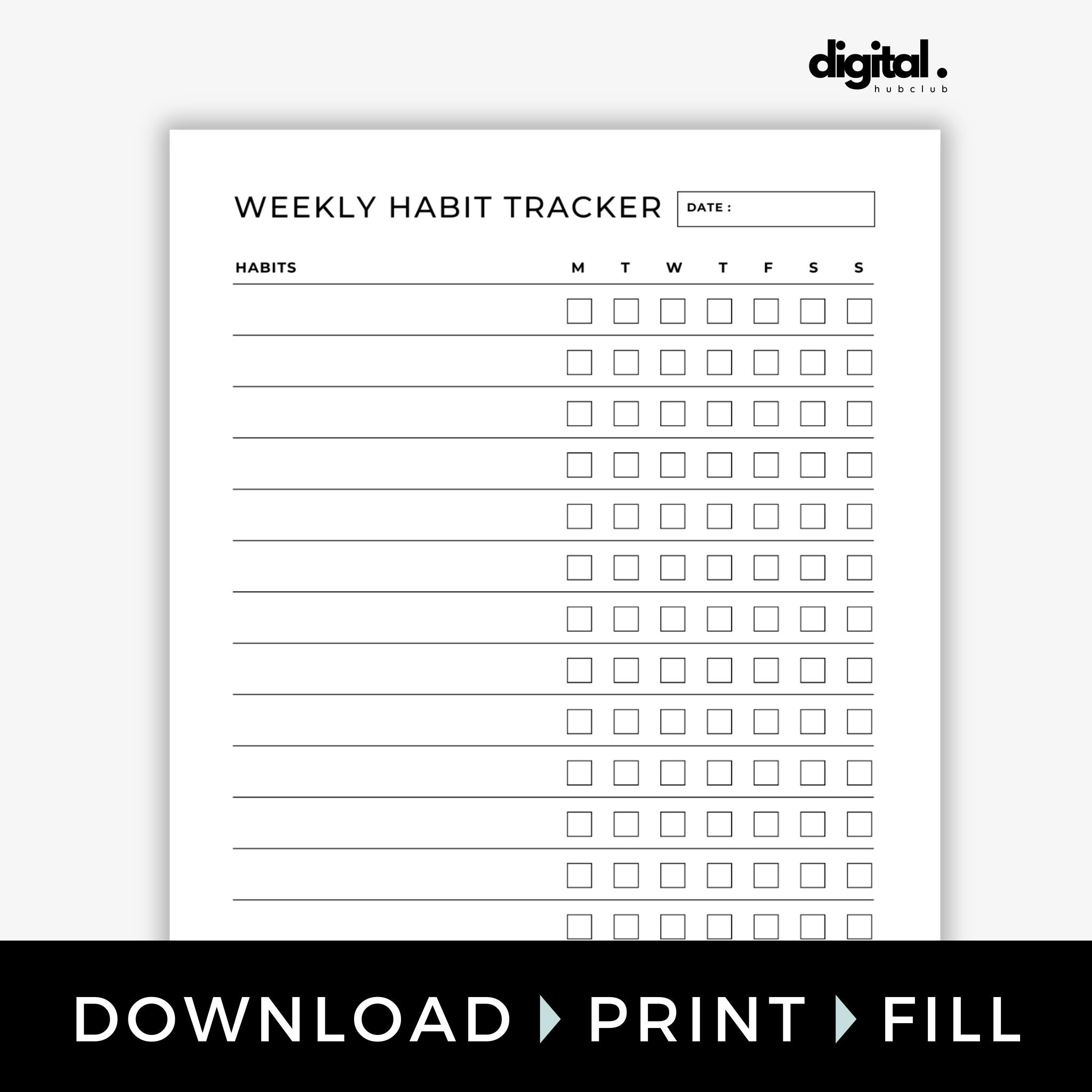 Weekly Habit Tracker, Habit Tracker Printable, Progress Tracker ...