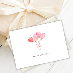 Happy Birthday Card Printable, Balloon Birthday Card Digital Download ...
