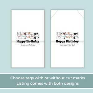 Printable Birthday Gift Tag Cat, Kitty Cat Favour Tag, Print at Home ...