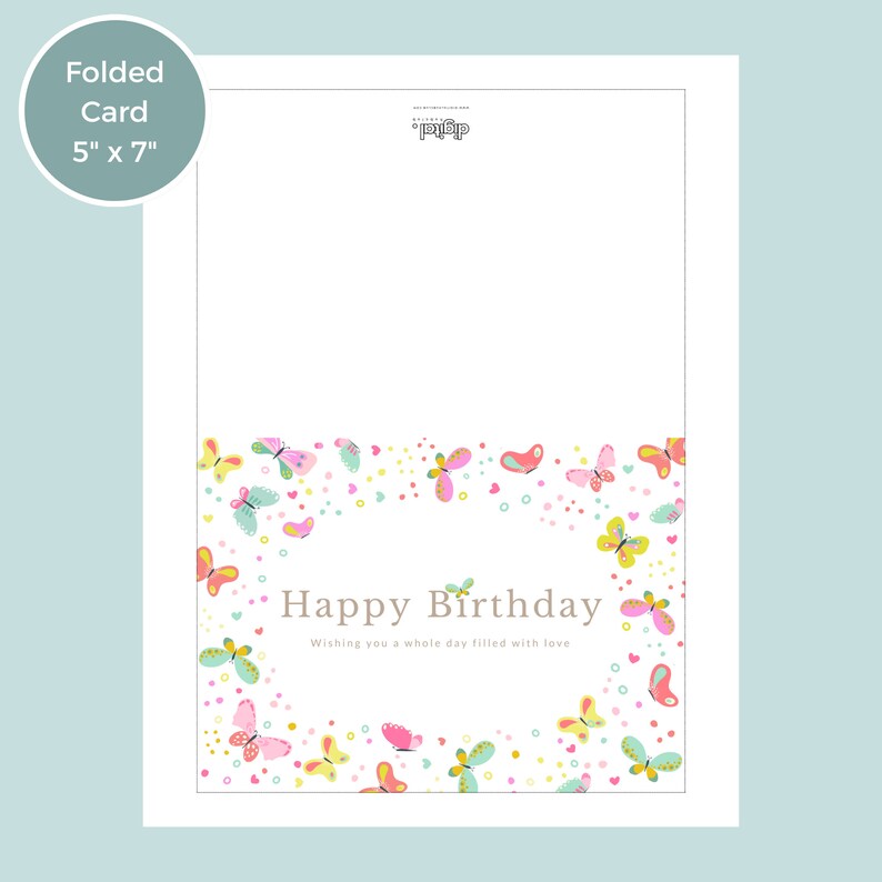 Printable Birthday Card With Pretty Butterflies Digital - Etsy