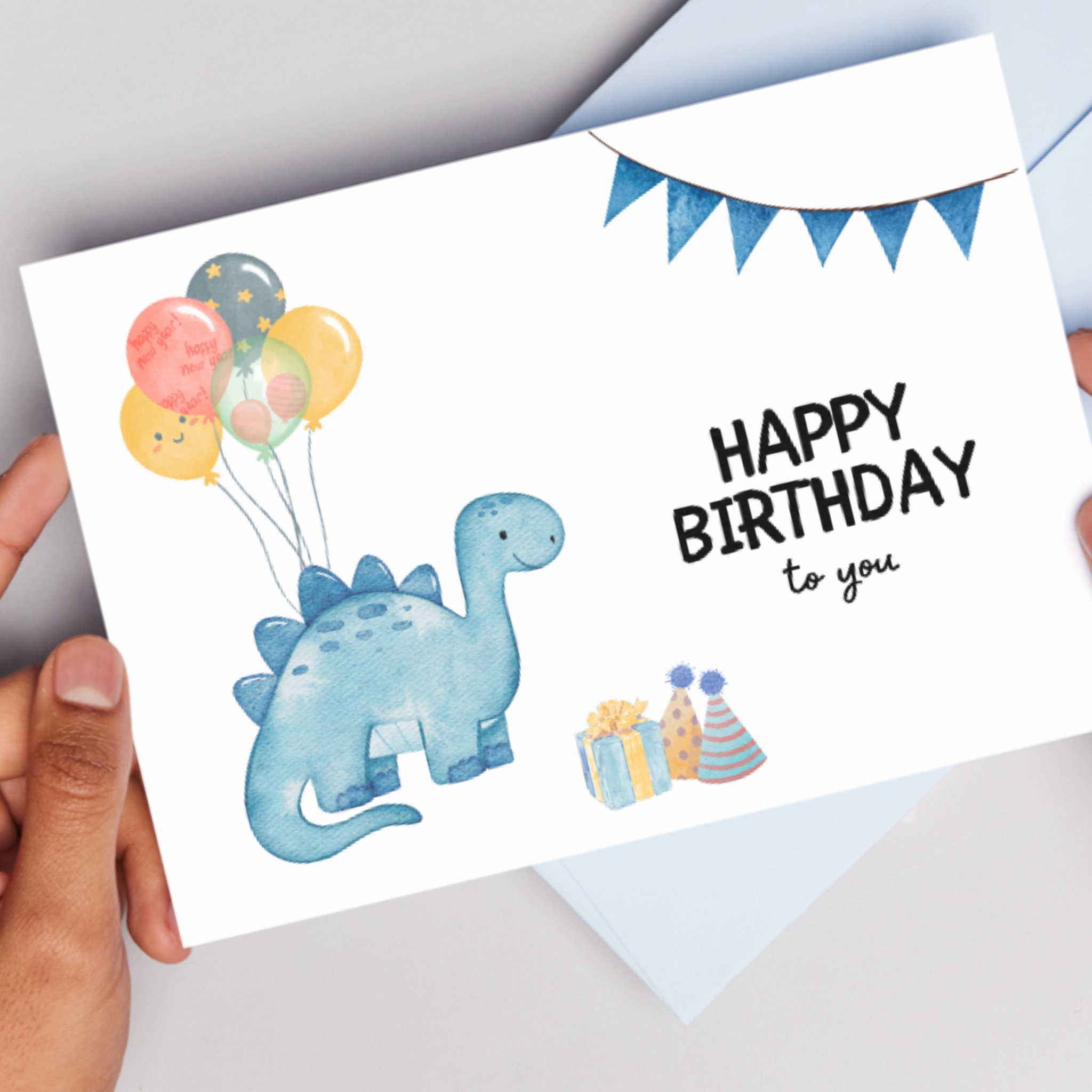 Printable Dinosaur Birthday Card, Birthday Greeting Card, Kids Dino ...