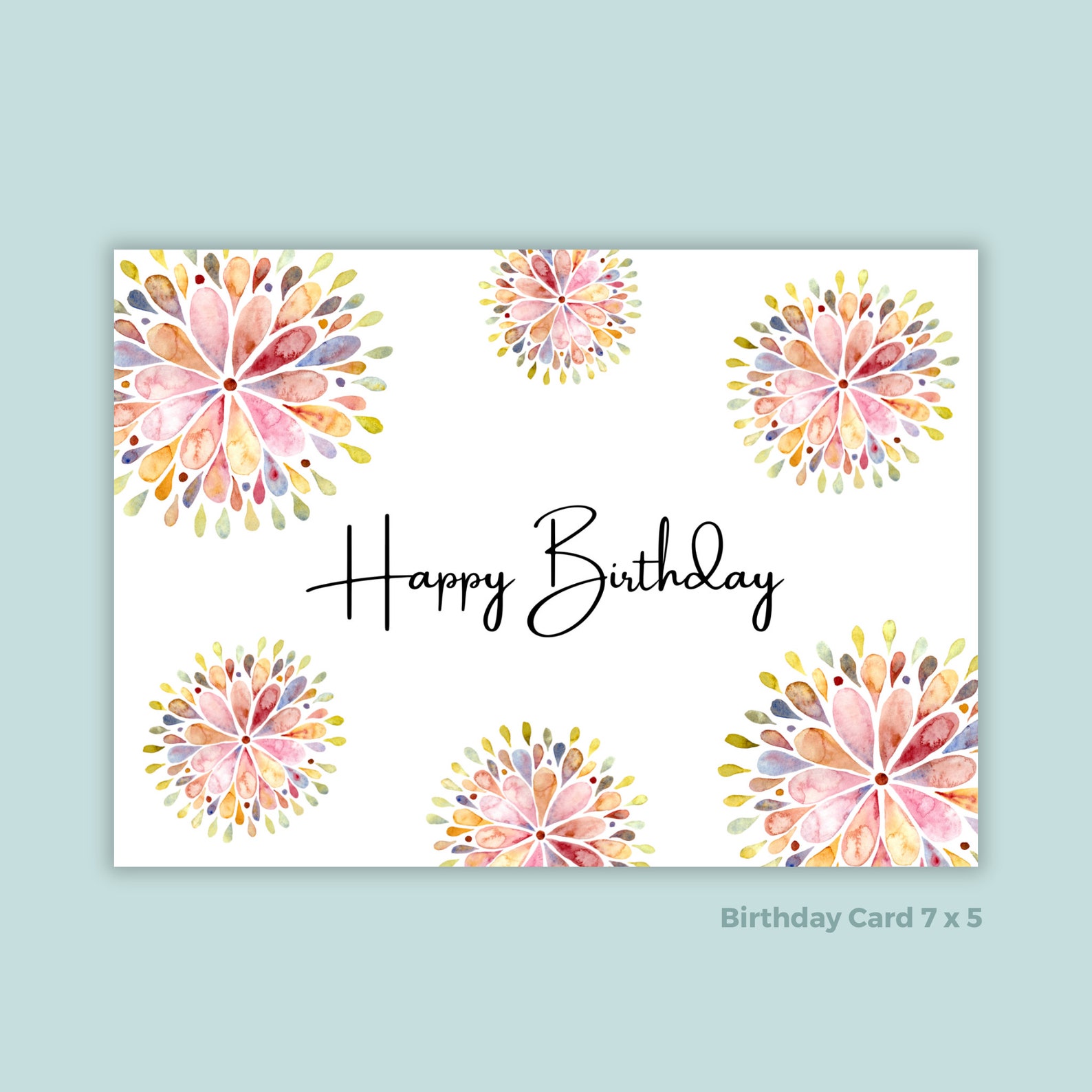Printable Birthday Card With Flowers, Floral Birthday Card, Digital ...