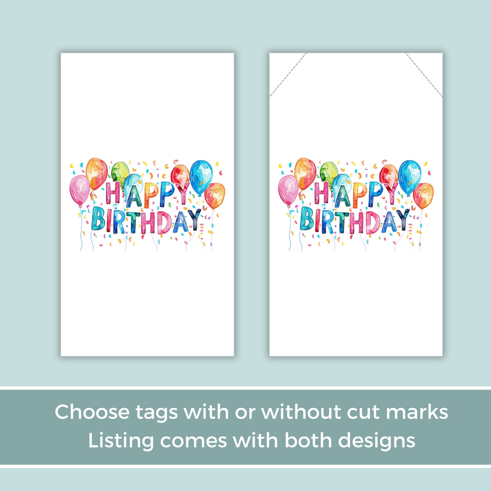 Vibrant Watercolor Balloon Birthday Gift Tag, Printable Gift Tag ...