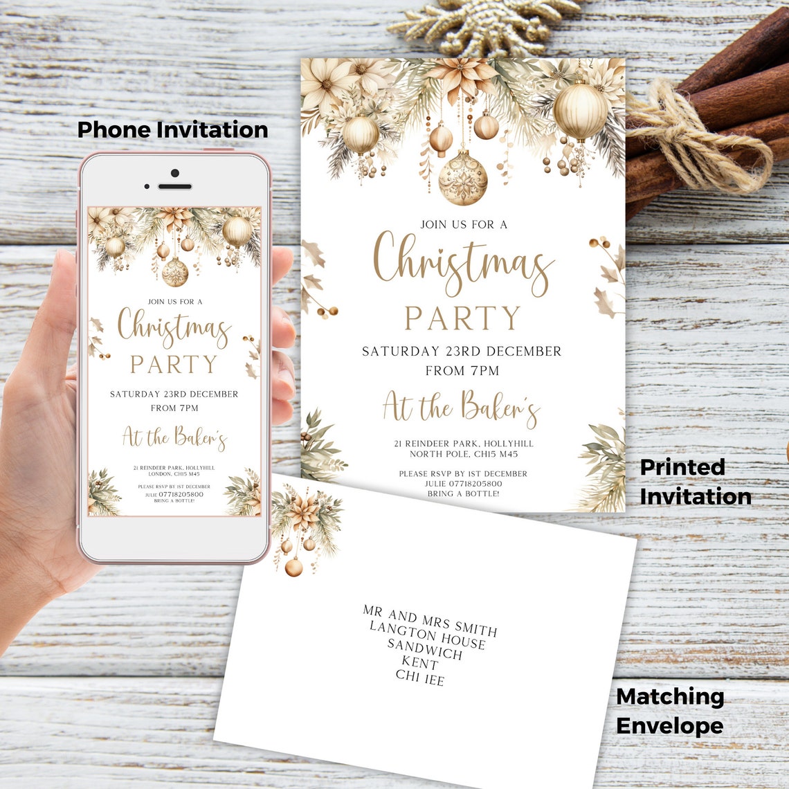 Christmas Party Invitation Editable Boho Christmas Party - Etsy