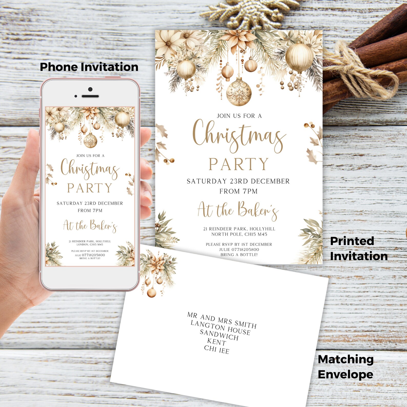 Christmas Party Invitation Editable Boho Christmas Party - Etsy