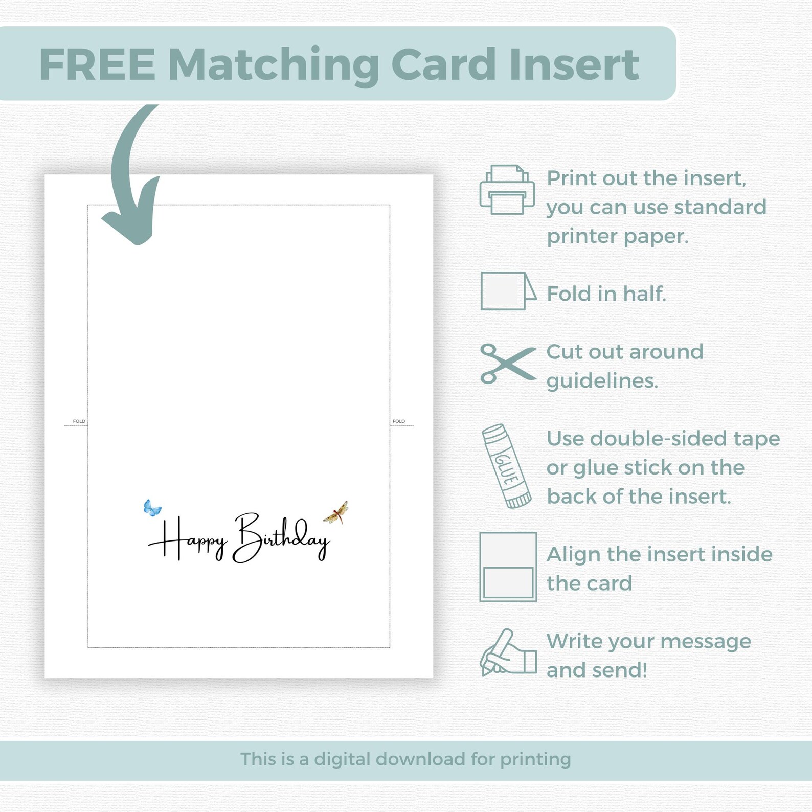 Printable Birthday Card With Spring Flowers, Happy Birthday Floral Card ...