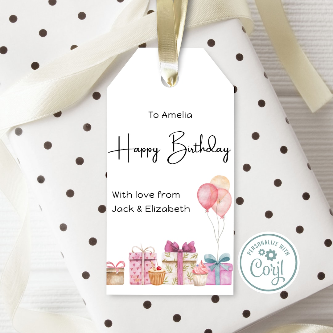 Happy Birthday Gift Tag Editable With Presents, Happy Birthday Gift Tag ...