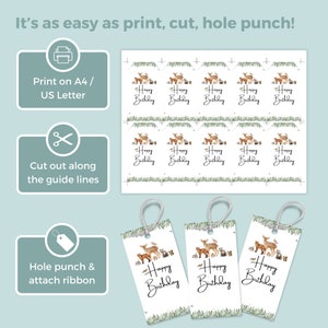 Printable Birthday Gift Tag Woodland Animal, Fox Deer Owl Gift Tag ...