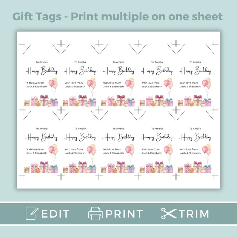 Happy Birthday Gift Tag Editable With Presents, Happy Birthday Gift Tag ...