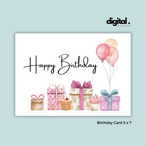 Printable Birthday Card Birthday Card Presents Happy - Etsy