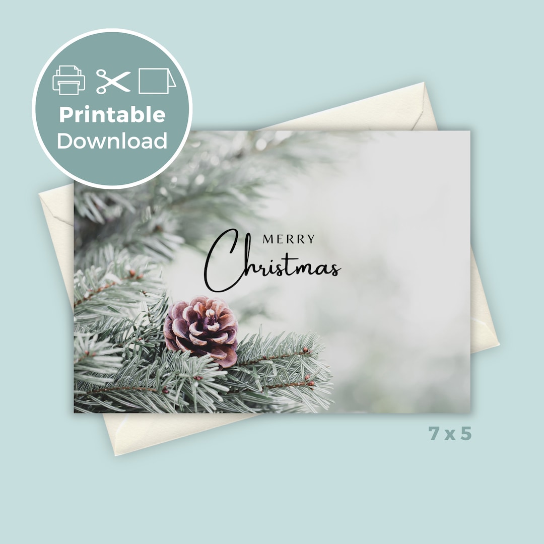 Christmas Card Digital Download Printable, Merry Christmas Card, Print ...