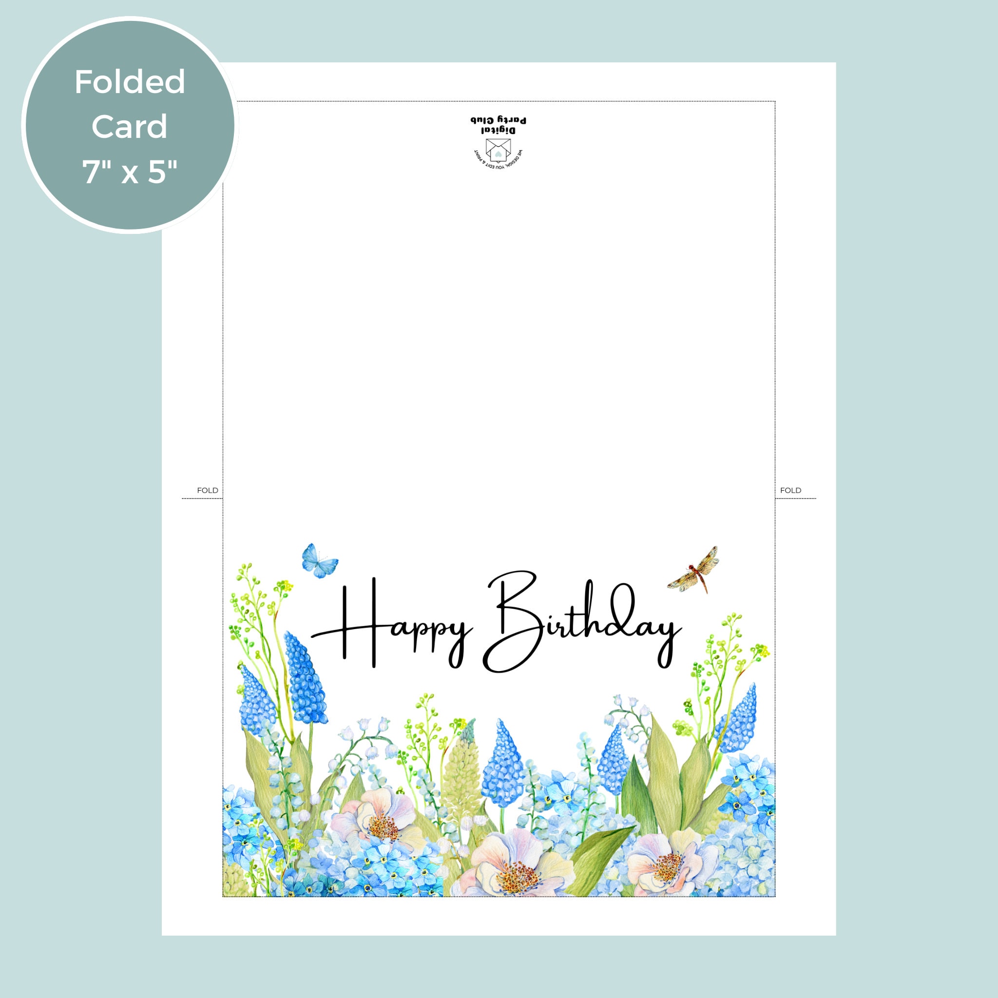 Set of 4 Printable Birthday Cards, Birthday Card Bundle Flowers ...