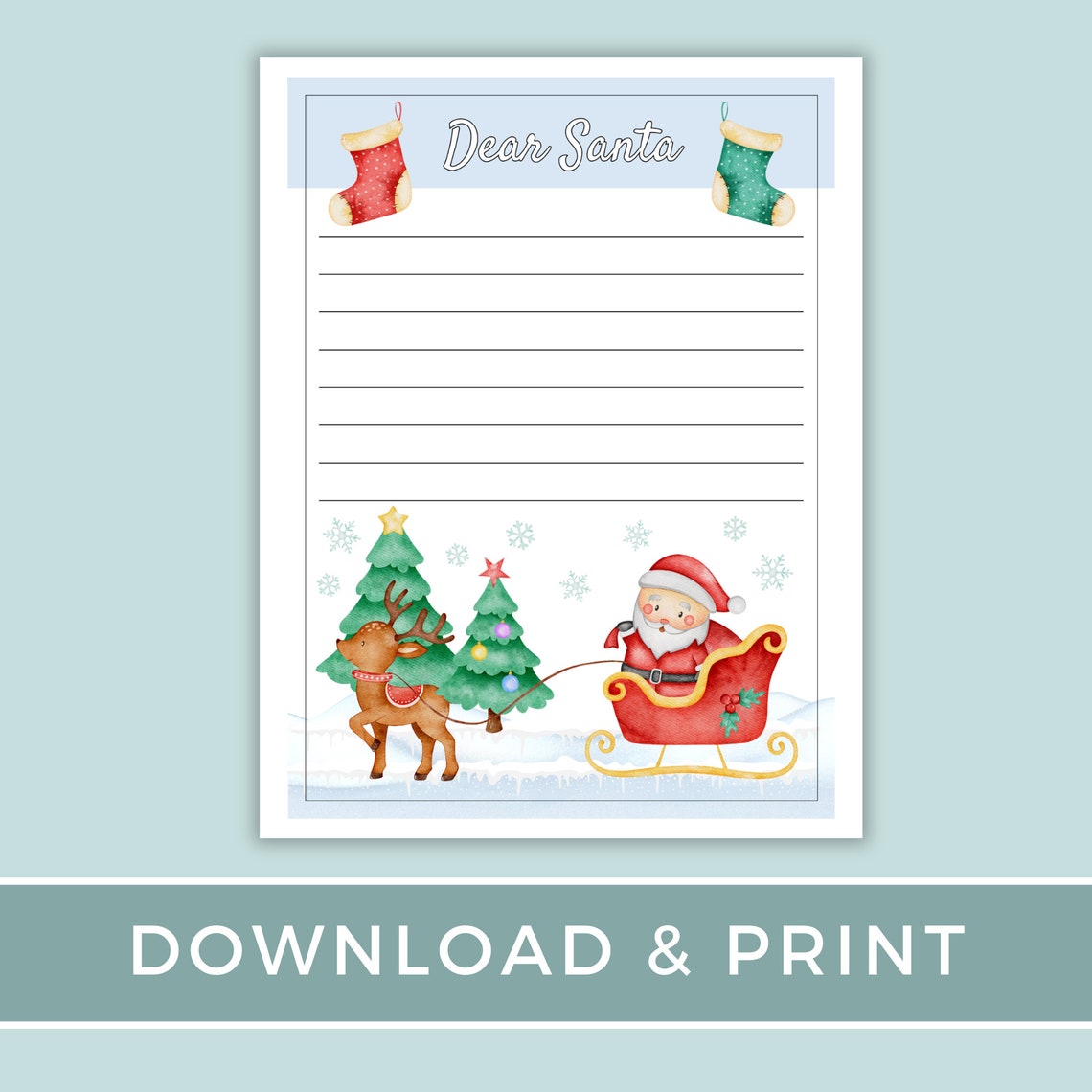 Letter to Santa Printable Easy to Print Letter to Santa Letter Instant ...