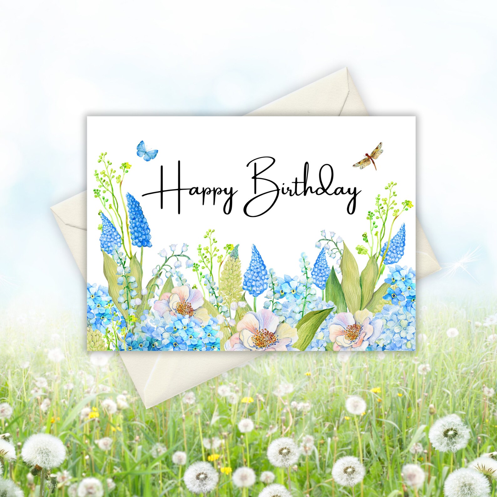 Printable Birthday Card With Spring Flowers, Happy Birthday Card ...