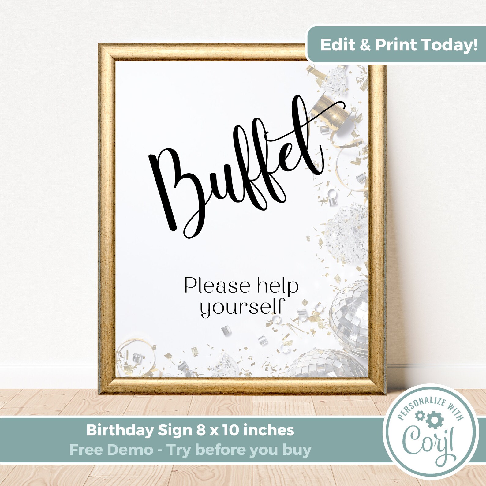 Printable Surprise Birthday Buffet Sign, Birthday Printable Party Sign ...