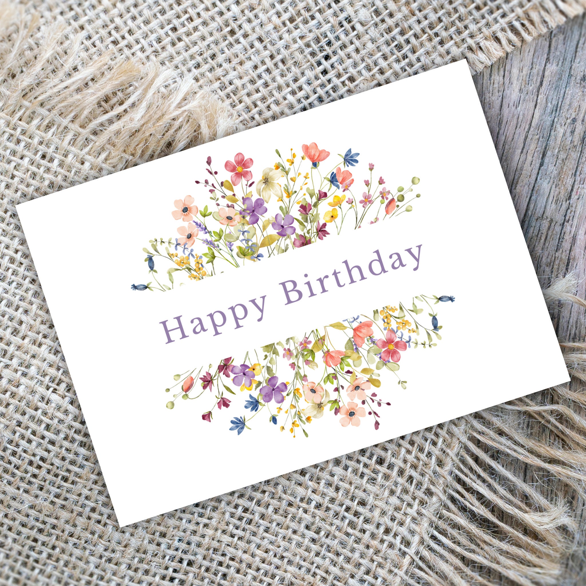 Printable Birthday Card With Flowers, Floral Birthday Card, Printable ...
