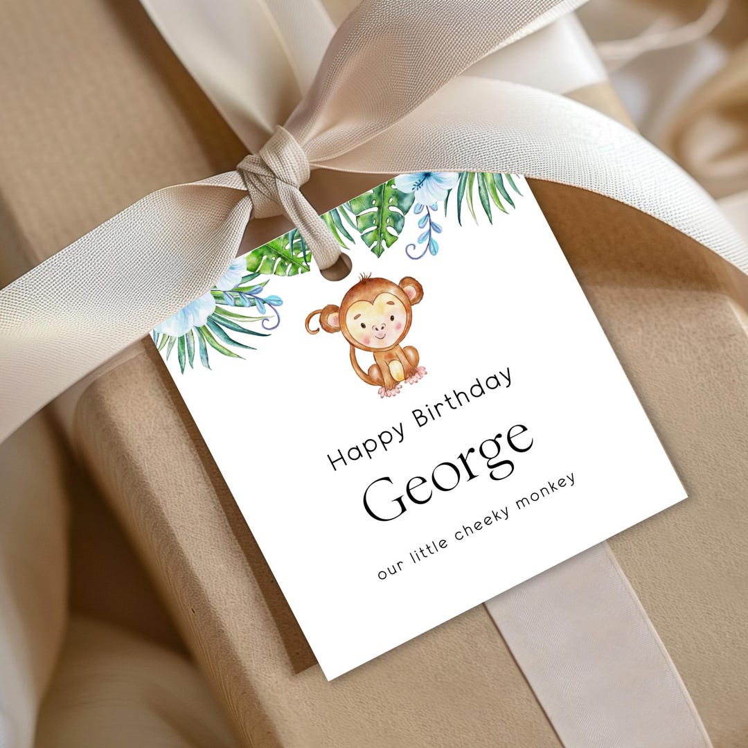 Editable Cheeky Monkey Birthday Gift Tag, Cute Little Monkey Printable ...