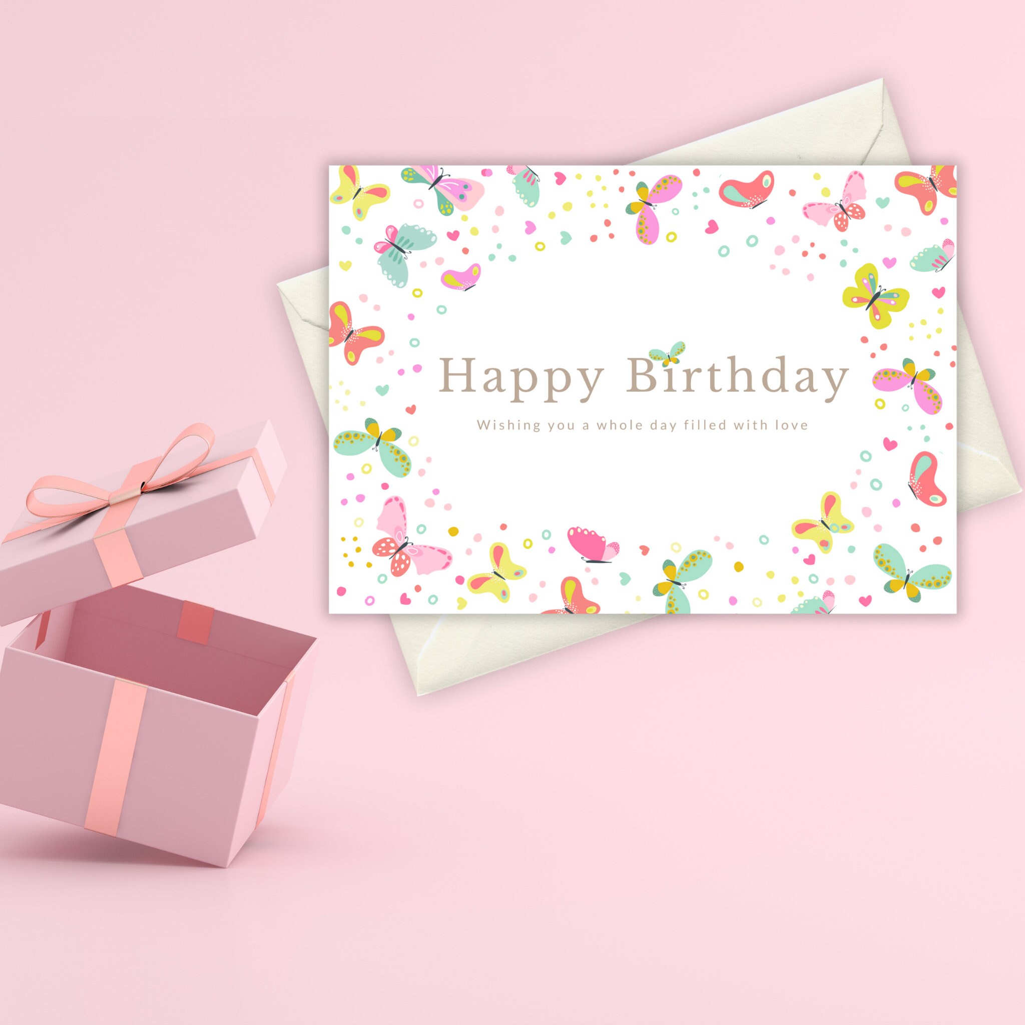 Printable Birthday Card With Pretty Butterflies Digital - Etsy