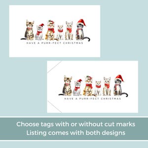 Printable Christmas Gift Tag With Cats, Cute Cat Illustration Christmas Favour Tag, Merry ...
