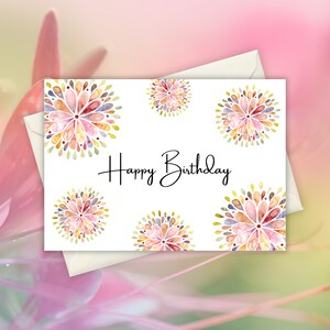 Printable Birthday Card With Flowers, Floral Birthday Card, Digital ...