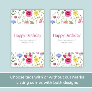 Printable Birthday Gift Tag, Pink Floral Gift Tag, Print at Home ...