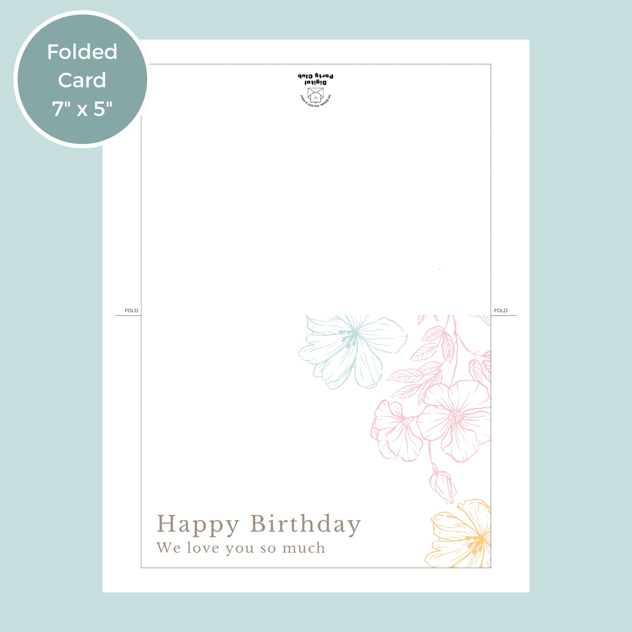 Printable Birthday Card With Flowers Floral Birthday Card - Etsy