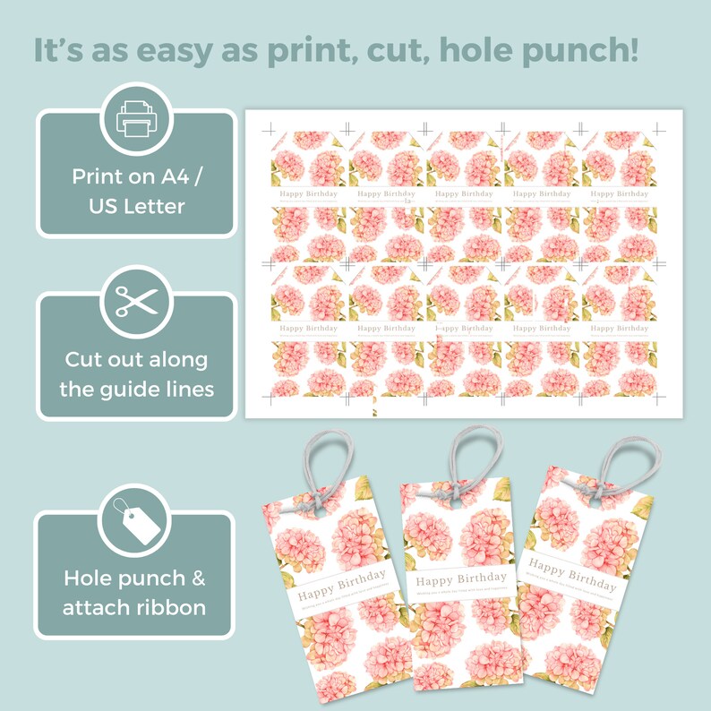 Printable Birthday Gift Tag With Floral Design, Blank Gift Tag Print at ...