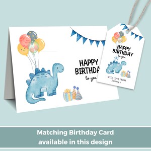 Personalised Birthday Gift Tag With Dinosaur, Kids Gift Tag, Edit and ...